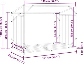 vidaXL Stojan na palivové dřevo s krytem 151x80,5x110,5 cm [4104942]