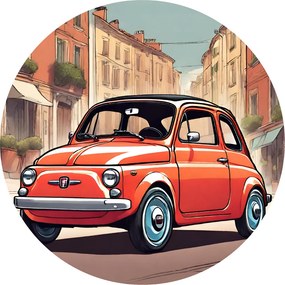PIPPER. Kruhová samolepka na zeď "Fiat 500" Velikost: 100cm