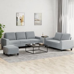 3dílná sedací souprava světle šedá textil 3201906