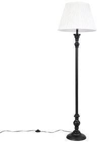 Stojací lampa černá s plisovaným stínítkem bílým 45 cm - Classico