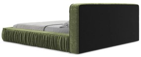 Zelená čalouněná dvoulůžková postel s úložným prostorem s roštem 180x200 cm Keoni – Makamii