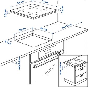 VILSTA Indukční varná deska, IKEA 300 černá, 59 cm