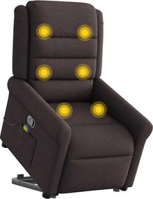 Zvedací masážní polohovací křeslo tmavě hnědé textil 3303329
