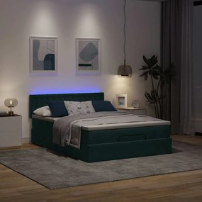 Osmanský rám postele s matrací tmavě zelená 140x200cm samet 3312773