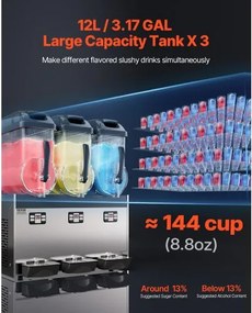 Komerční stroj na kaši 12Lx3 Margarita Smoothie Výrobník mražených nápojů – XRJ12LX3