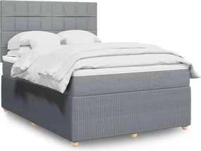 Box spring postel s matrací světle šedá 140 x 200 cm textil