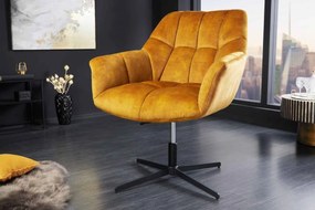 Designové otočné křeslo Vallerina hořčičný samet