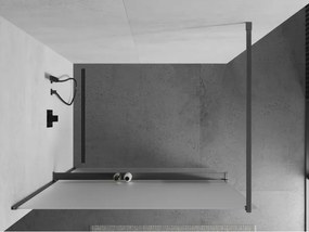 Mexen Kioto+, sprchová zástěna Walk-In s poličkou a věšákem 70 x 200 cm, 8mm sklo námraza, grafitový profil, 800-070-121-66-30