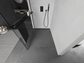 Mexen Kioto+, sprchová zástěna s poličkou a držákem na ručníky 120 x 200 cm, 8mm čiré sklo, černý profil, 800-120-121-70-00