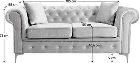 Luxusní 2-sed, světle šedá Velvet látka, ROMANO