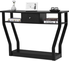 Costway Konzolový stůl černý se zásuvkou a policí – 120 × 30 × 81 cm