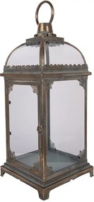 Bronzová antik kovová lucerna s krajkou Billia - 20*20*48 cm