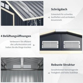 Costway Kovová kůlna na nářadí se 4 větracími otvory a posuvnými dveřmi