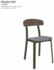 Židle Feluca Pop Barva kovové konstrukce: Reed green 6013F, Barva sedáku a opěradla z recyklovaného plastu: Tobacco IS022