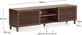 Tmavě hnědý TV stolek v dekoru ořechu 180x49,5x42,5 cm Beyla – Kave Home