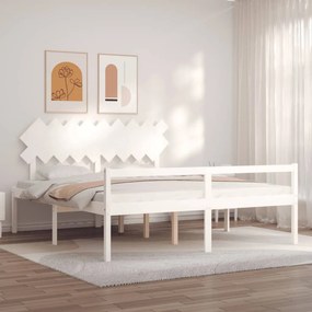 Postel s čelem pro seniory bílý Super King Size masivní dřevo 3195562
