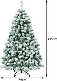 Costway 135 cm Vysoký umělý vánoční stromek osvětlený sněhem pokrytý strom