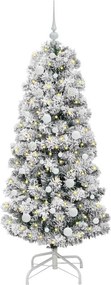 Umělý Skládací Vánoční Strom 150 LED Zelená a bílá 150 cm 3395589