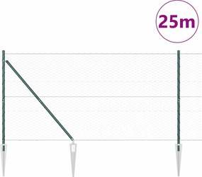 Hexagonální plot s podpěrou 25 x 1,4 m Ocel potažená PVC Zelená 3353104