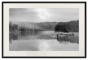 Plakát Noční krajina - jezero v měsíčním světle