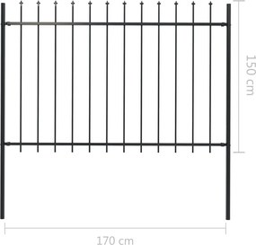 vidaXL Zahradní plot s hroty ocelový 1,7 x 1,5 m černý [144927]