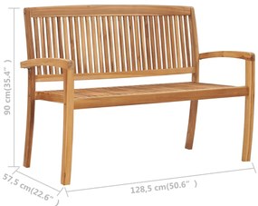 2místná stohovatelná zahradní lavice 128,5 cm masivní teak - Default Title