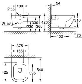 GROHE Euro Ceramic - Závěsné WC, alpská bílá 39538000