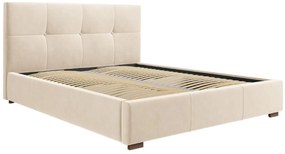 OnaDnes -20% Béžová sametová postel MICADONI SAGE 160 x 200 cm