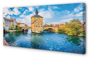 Obrazy na plátně Německo staré město říční mosty 100x50 cm
