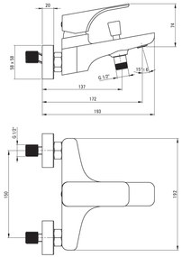 Deante Hiacynt, nástěnná vanová baterie, černá matná, BQH_N10M