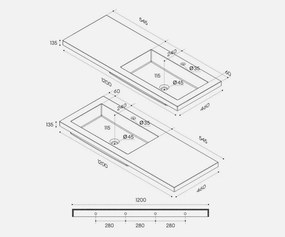 design umyvadlo COLOSUM G820 - 120cm