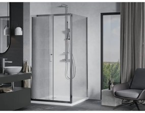 Mexen Apia posuvný sprchový kout 90 x 90 cm, 5mm sklo, chromový profil-čiré sklo + slim sprchová vanička 5cm, 840-090-090-01-00-4010