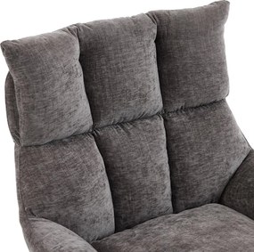 Relaxační otočné křeslo DORA — kov, látka, šedá