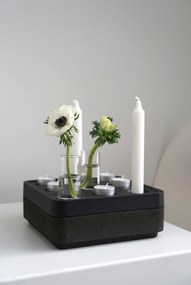 Svícen Stumpastaken S černý hliník se 4 vázami a podstavcem 6 dílů