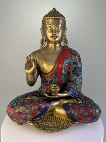 Buddha mosaz s intarziemi Indie