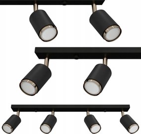 Stropní Svítidlo Závěsná stropní lampa Listwa kovová černo zlatá 4x GU10 Led 40W