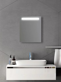 Amirro Zrcadlo na zeď chodbu do pokoje ložnice předsíně koupelny LUNA - 50 x 60 cm s LED podsvíceným pruhem 902-043