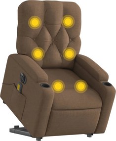 Elektrické zvedací masážní polohovací křeslo hnědé textil 3204750