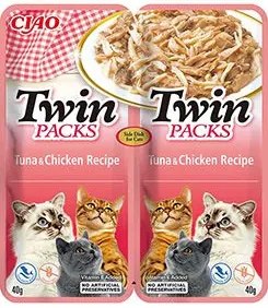 INABA FOODS Co., Ltd. Churu Cat Twin Packs Varianta: Tuna&Chicken in Broth 2x40g