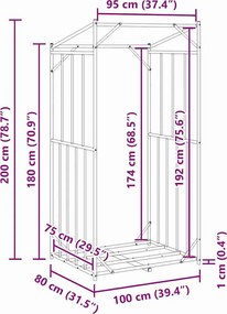 vidaXL Stojan na palivové dřevo s krytem proti dešti 100x80x200 cm [4104950]