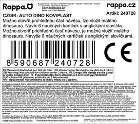 RAPPA Auto kamion kov/plast s motivem dinosaura I. / Volný chod / 32 c