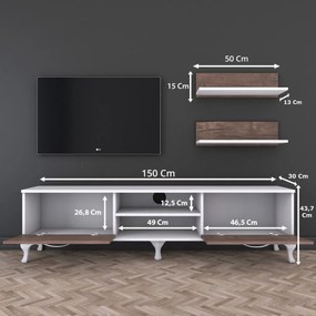 Obývací stěna Unit 150 cm hnědá/bílá