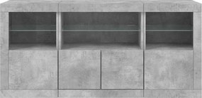 Příborník s LED osvětlením betonově šedý 142,5 x 37 x 67 cm 3209068
