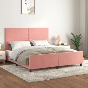 Rám postele s čelem růžový 180x200 cm samet 3125652