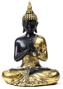 Milujeme Kameny Buddha meditující - socha Feng shui - černo-zlatý - velký