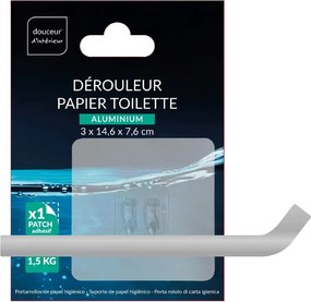 Kovový držák na toaletní papír bez vrtání v leskle stříbrné barvě Filaire Aluminium – douceur d'intérieur