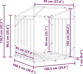 vidaXL Stojan na palivové dřevo s krytem 100,5x100,5x110,5 cm [4104939]