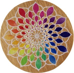 AMADEA Dřevěná krabička kulatá mandala, masivní dřevo, 8 cm, český výrobek