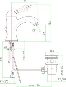 Sapho Kirké Crystal KI02KC umyvadlová baterie stojánková páková