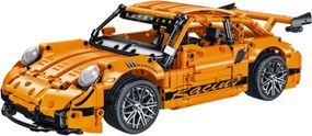 LEAN Toys Stavebnicové kostky – Auto GT Racing, oranžové, měřítko 1:14, 1268 dílů